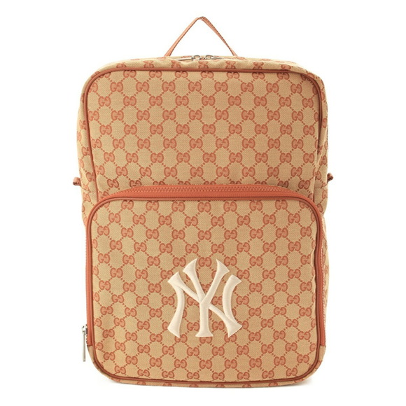 Gucci | Bags | Gucci Gg Canvas Backpack Rucksack Brown Yankees | Poshmark